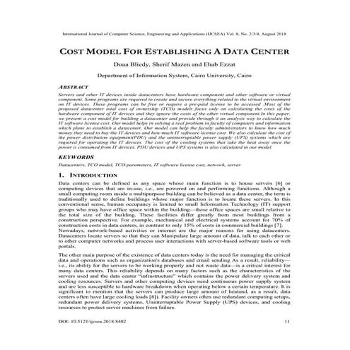 Cost Model for Establishing a Data Center | PDF