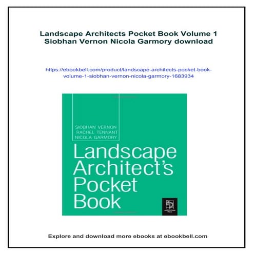 Landscape Architects Pocket Book Volume 1 Siobhan Vernon Nicola Garmory | PDF