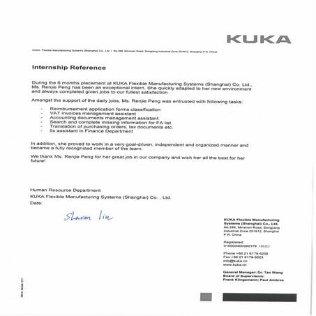 Internship Reference | PDF