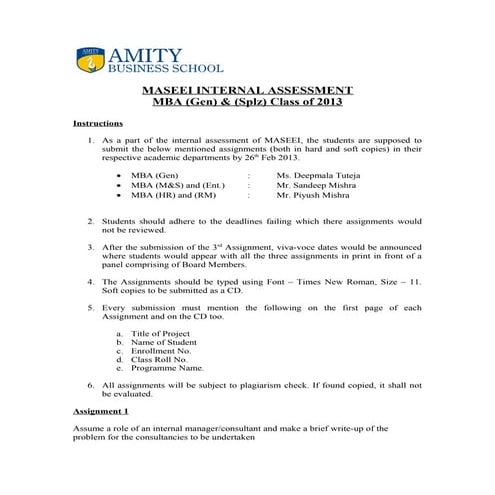 Assignment format for MBA Students | DOCX