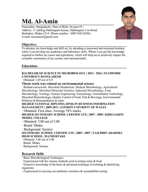 MSc fresher resume | DOC