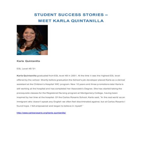 STUDENT SUCCESS STORIES | DOCX