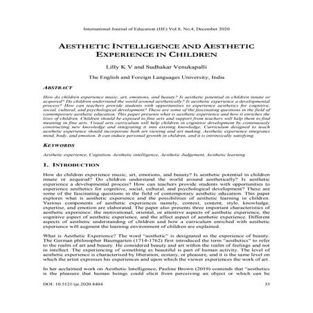 AESTHETIC INTELLIGENCE AND AESTHETIC EXPERIENCE IN CHILDREN | PDF