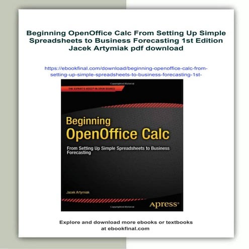 Beginning OpenOffice Calc From Setting Up Simple Spreadsheets to ...
