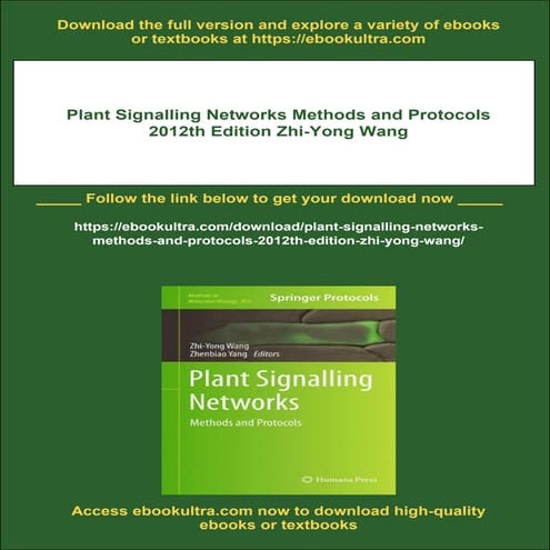 Plant Signalling Networks Methods and Protocols 2012th Edition Zhi-Yong ...