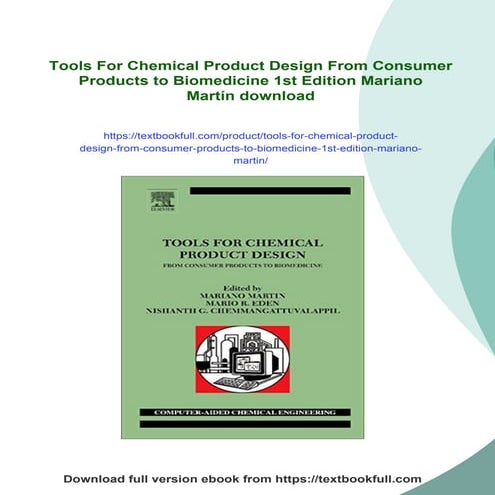 Tools For Chemical Product Design From Consumer Products to Biomedicine ...