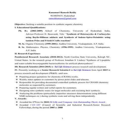Ramesh kanumuri-CV | DOC