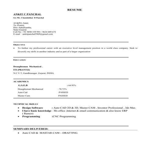 Ankit Panchal Resume | DOC