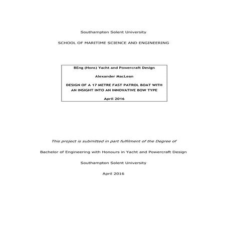 DESIGN OF A 17 METRE FAST PATROL BOAT WITH AN INSIGHT INTO AN ...