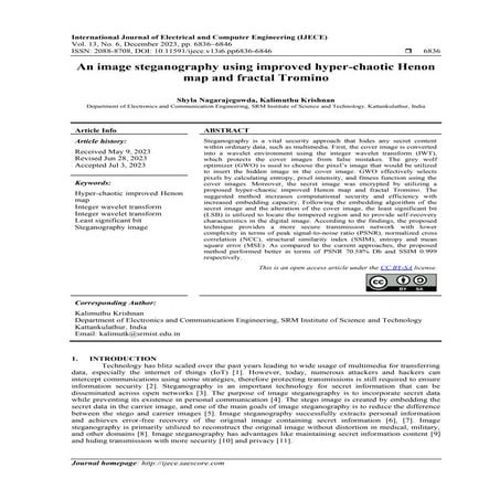 An image steganography using improved hyper-chaotic Henon map and fractal Tromino | PDF