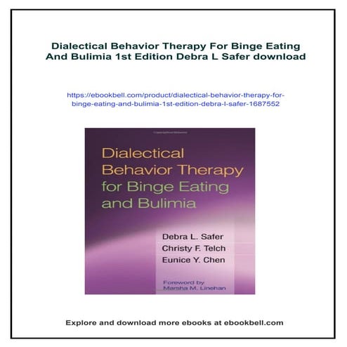 Dialectical Behavior Therapy For Binge Eating And Bulimia 1st Edition ...
