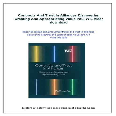 Contracts And Trust In Alliances Discovering Creating And Appropriating ...
