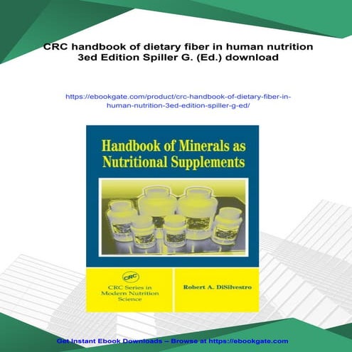 CRC handbook of dietary fiber in human nutrition 3ed Edition Spiller G. (Ed.) | PDF