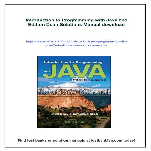 Introduction to Programming with Java 2nd Edition Dean Solutions Manual | PDF