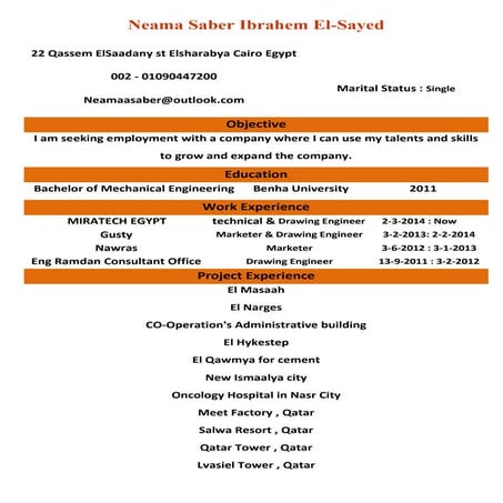 Mechanical engineer Ahmed Hamdy Awad c.v | PDF