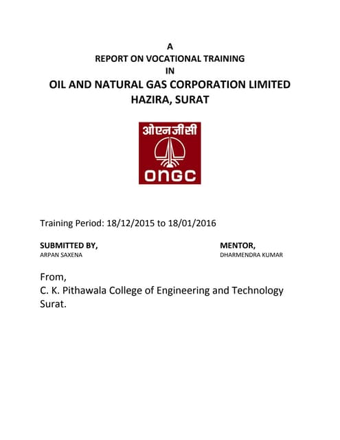 Internship presentation (iocl) | PPT