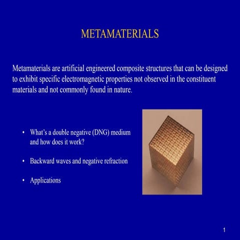 Metamaterial Devices and types of antenna | PPT