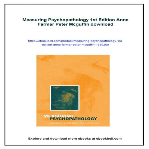 Measuring Psychopathology 1st Edition Anne Farmer Peter Mcguffin | PDF