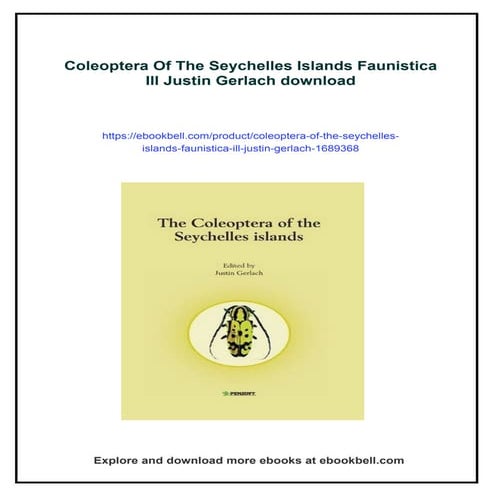 Coleoptera Of The Seychelles Islands Faunistica Ill Justin Gerlach | PDF