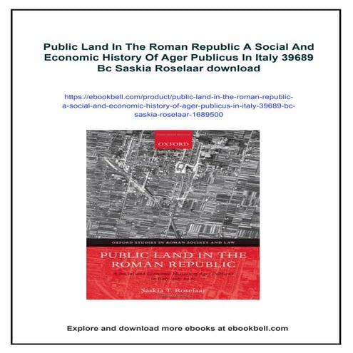 Public Land In The Roman Republic A Social And Economic History Of Ager ...