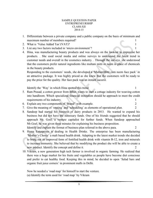 Unit 1 introduction to marketing - Class 11 - CBSE - 2016/17 | PDF ...