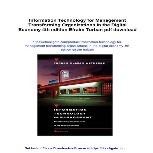 Information Technology for Management Transforming Organizations in the ...