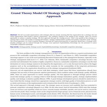 Grand Theory Model Of Strategy Quality: Strategic Asset Approach | PDF