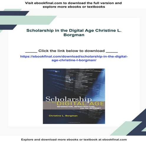 Scholarship in the Digital Age Christine L. Borgman | PDF
