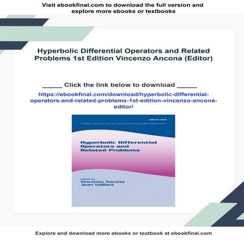 Hyperbolic Differential Operators and Related Problems 1st Edition Vincenzo Ancona (Editor) | PDF