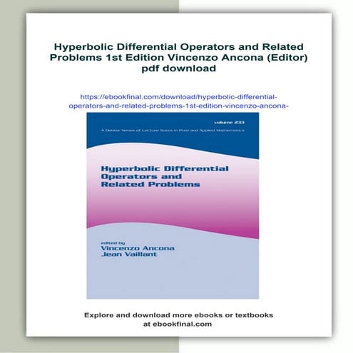 Hyperbolic Differential Operators and Related Problems 1st Edition Vincenzo Ancona (Editor) | PDF