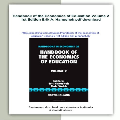 Handbook of the Economics of Education Volume 2 1st Edition Erik A ...