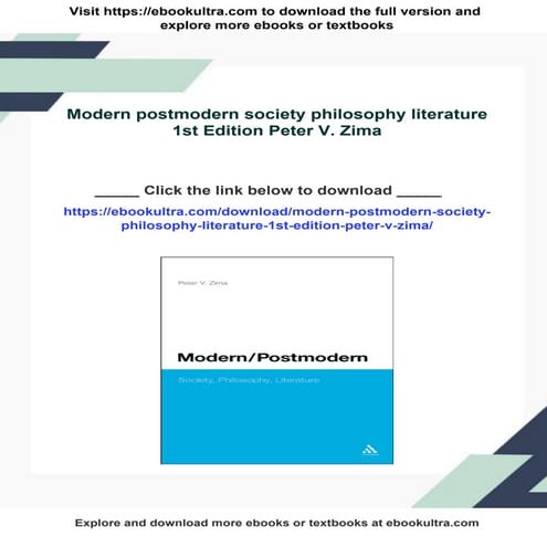 Modern postmodern society philosophy literature 1st Edition Peter V ...