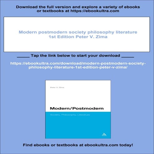 Modern postmodern society philosophy literature 1st Edition Peter V. Zima | PDF