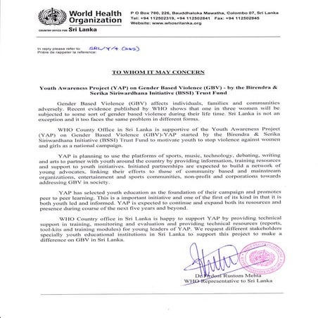 WHO Letter of Endorsement | PDF