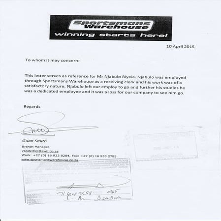 Letter Of Reference | PDF