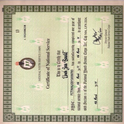 NYSC Cert | PDF