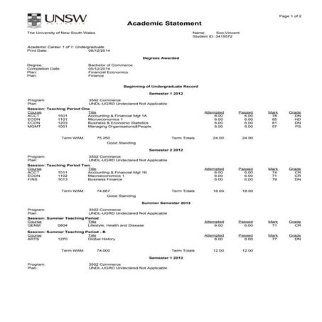 Academic Statement | PDF