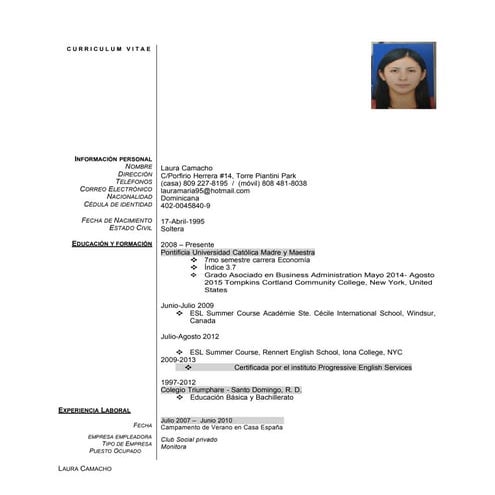 curriculum vitae Laura Camacho | PDF
