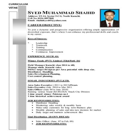 CV Syed Muhammad Shahid | DOCX | Sales | Business