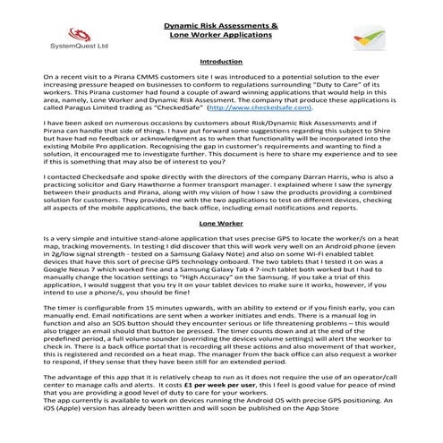 Risk Assessment & Lone Worker | PDF