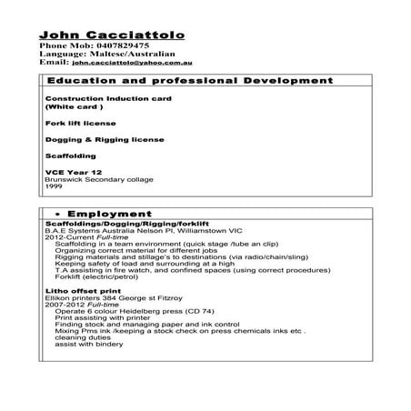 john resume MSword | DOC