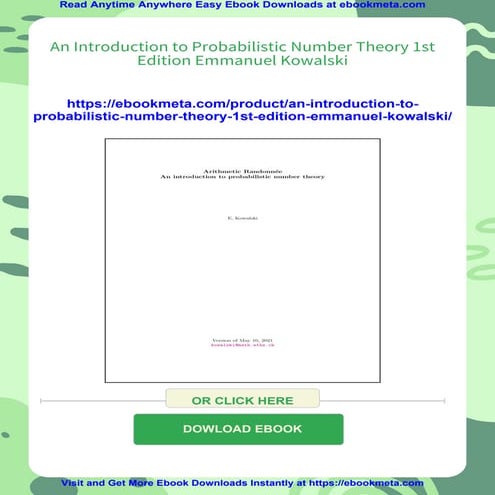 An Introduction to Probabilistic Number Theory 1st Edition Emmanuel ...