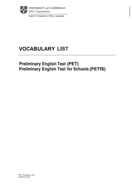 Ket vocab-list | PDF