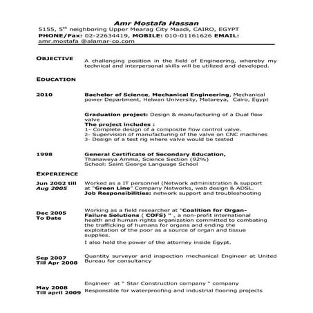 Amr Mostafa c.v. | PDF