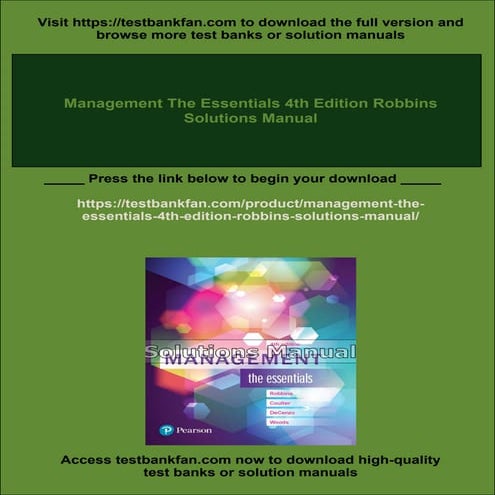 Management The Essentials 4th Edition Robbins Solutions Manual | PDF