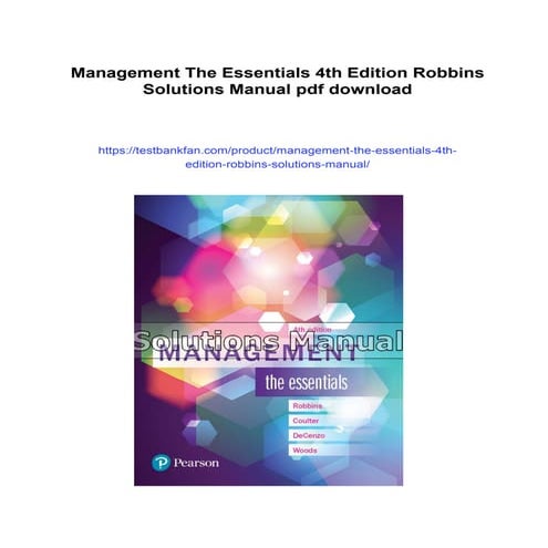 Management The Essentials 4th Edition Robbins Solutions Manual | PDF