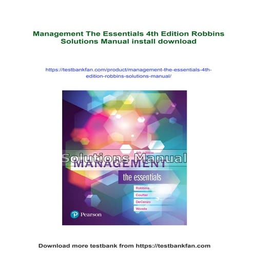 Management The Essentials 4th Edition Robbins Solutions Manual | PDF