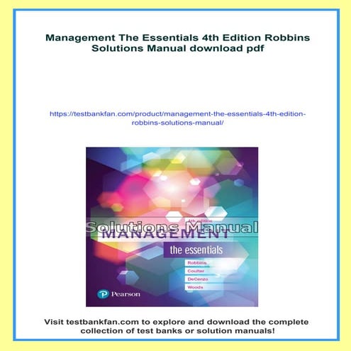 Management The Essentials 4th Edition Robbins Solutions Manual | PDF