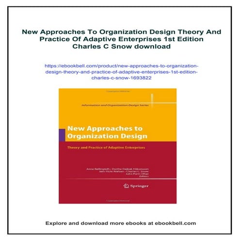 New Approaches To Organization Design Theory And Practice Of Adaptive ...