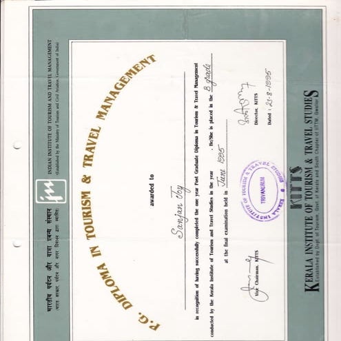 Certificate-Tourism diploma | PDF